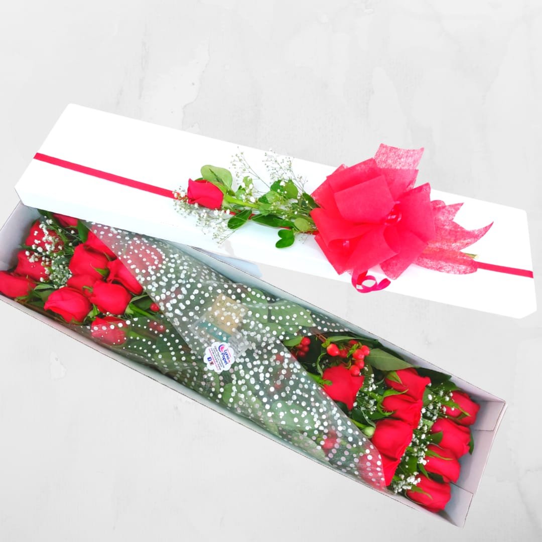 Caja Larga De 24 Rosas Floristeria Flores Y Detalles Luna De Papel
